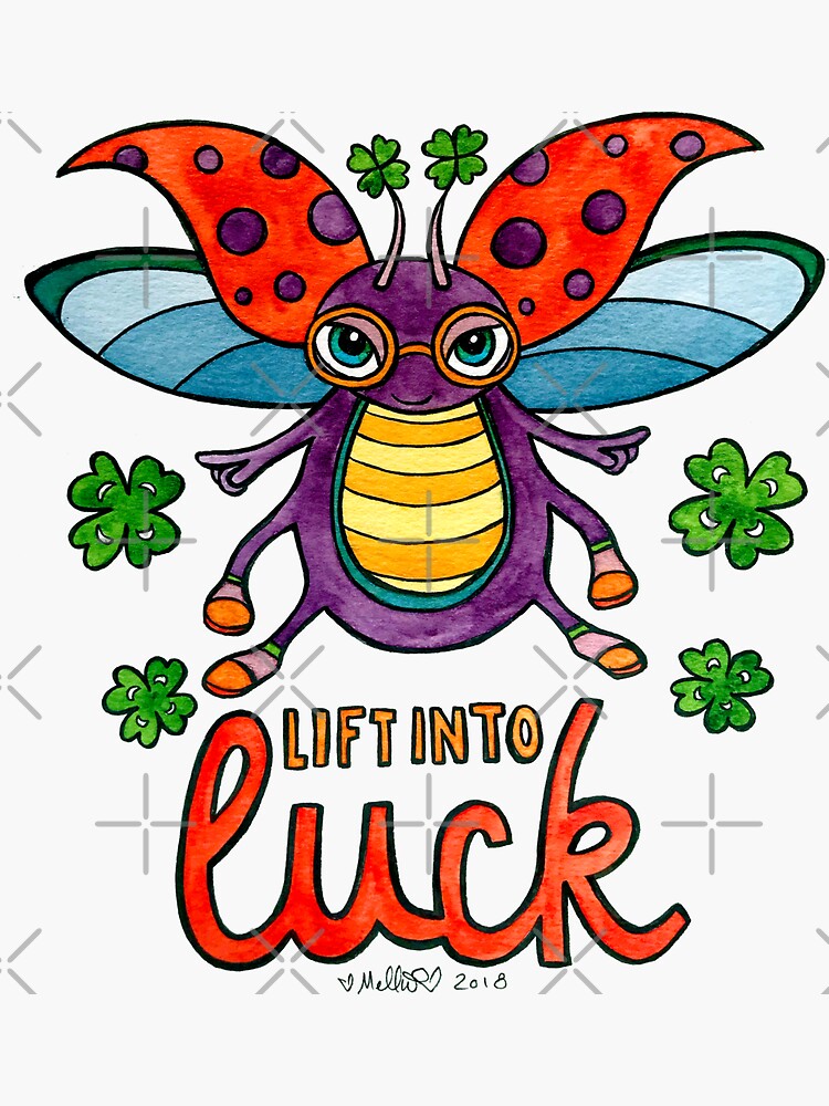 "Lift into Luck - Animals of Inspiration Ladybug Illustration" Sticker ...