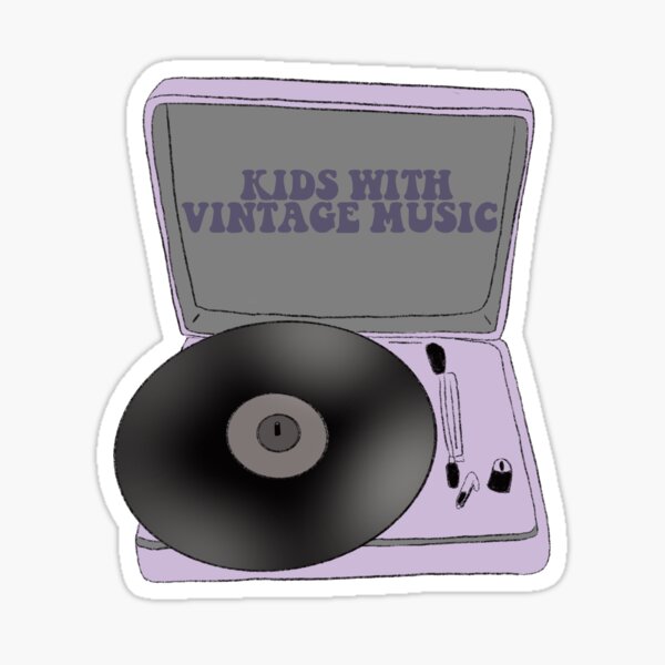 "KIDS WITH VINTAGE MUSIC - Record Player Style 2" Sticker by ...
