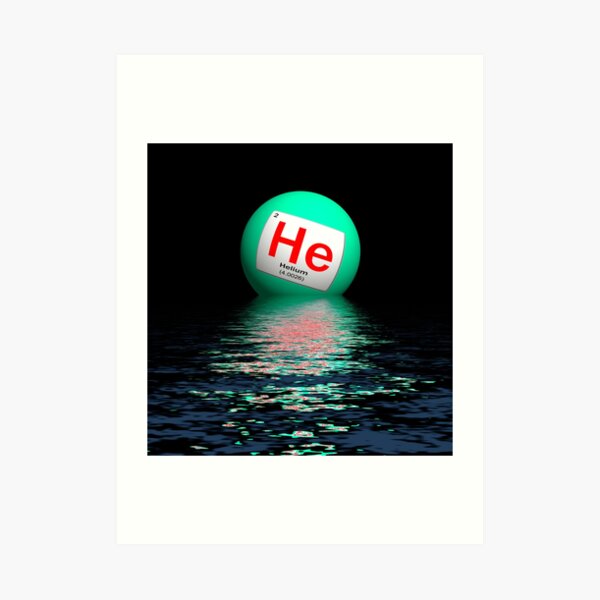 "Chemical periodic table style tile - Helium on a green sphere rising ...