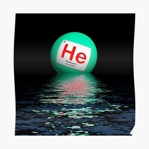 "Chemical periodic table style tile - Helium on a green sphere rising ...