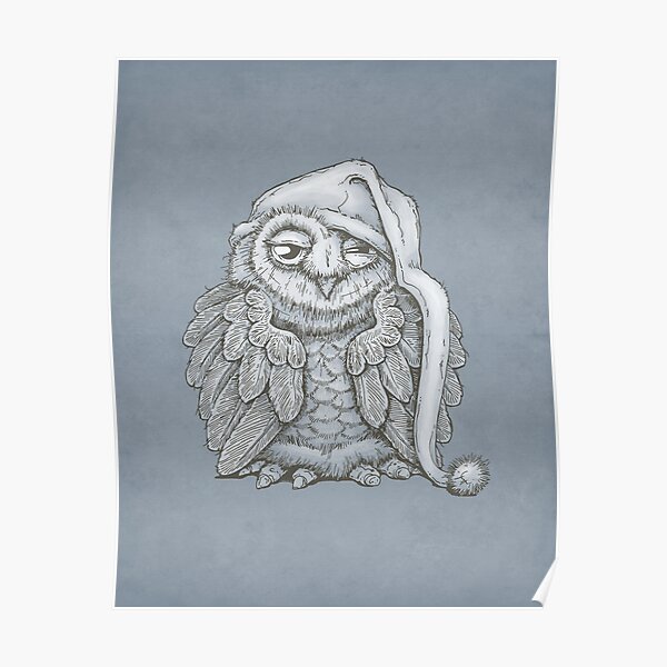 "Sleepy Owl" Poster for Sale by Motivburg | Redbubble