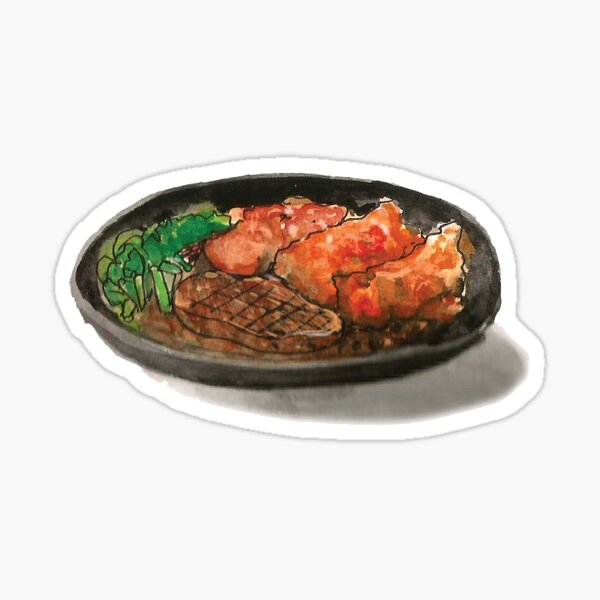 "Watercolor Food - Hotplate Steak" Sticker by linapermatart | Redbubble