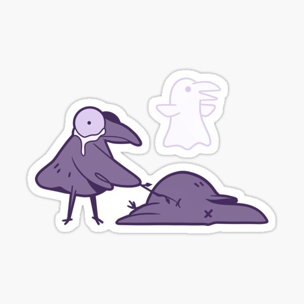 "Dead Derpy Crow with Ghost" Sticker by AnankeReed | Redbubble