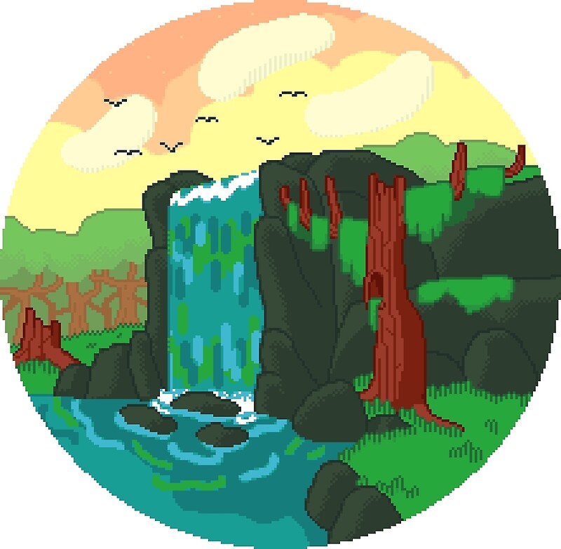"Pixel Waterfall" by Jackapedia | Redbubble