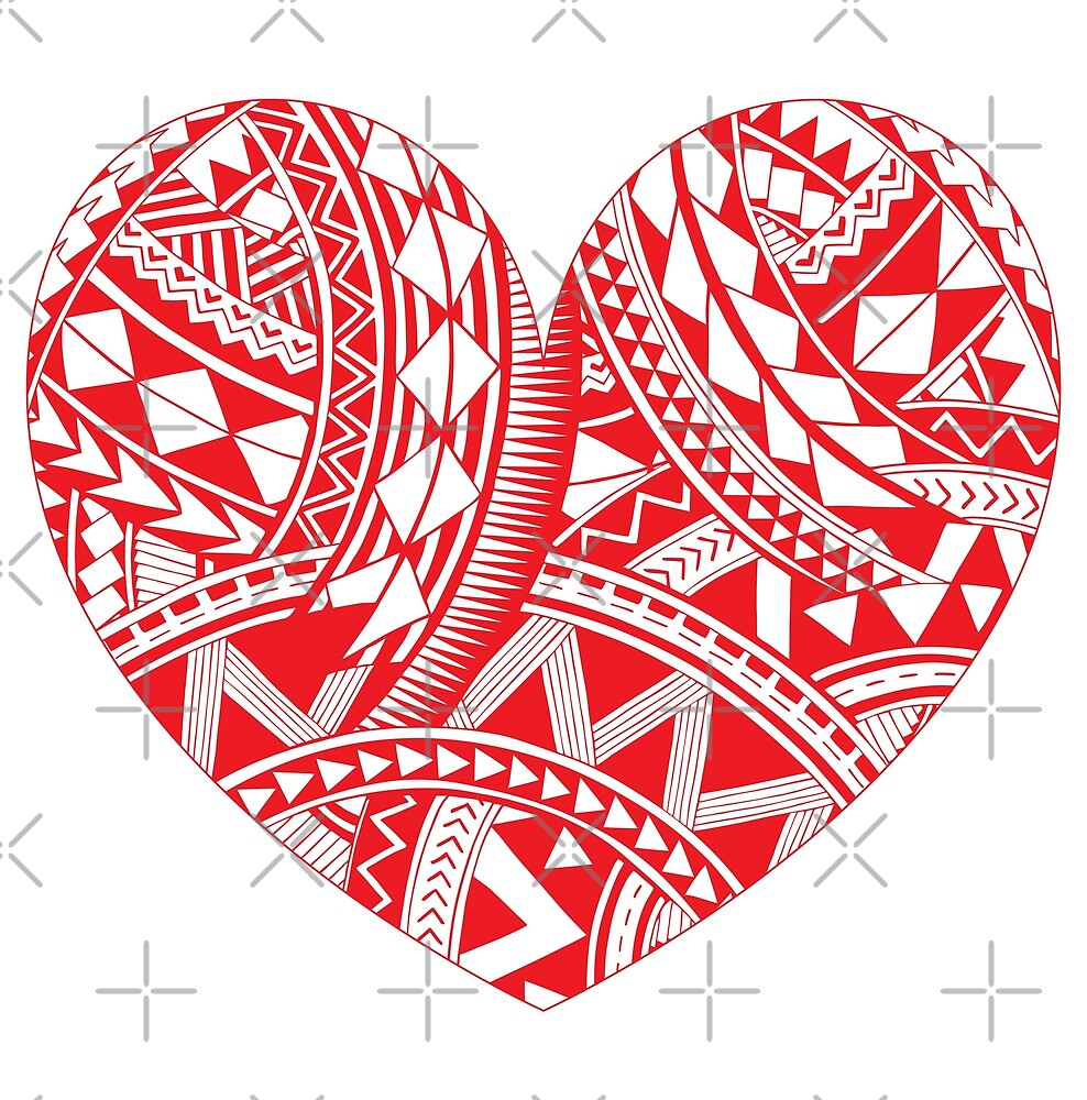"Polynesian samoan tattoo red heart design" by Ayelet Fleming | Redbubble