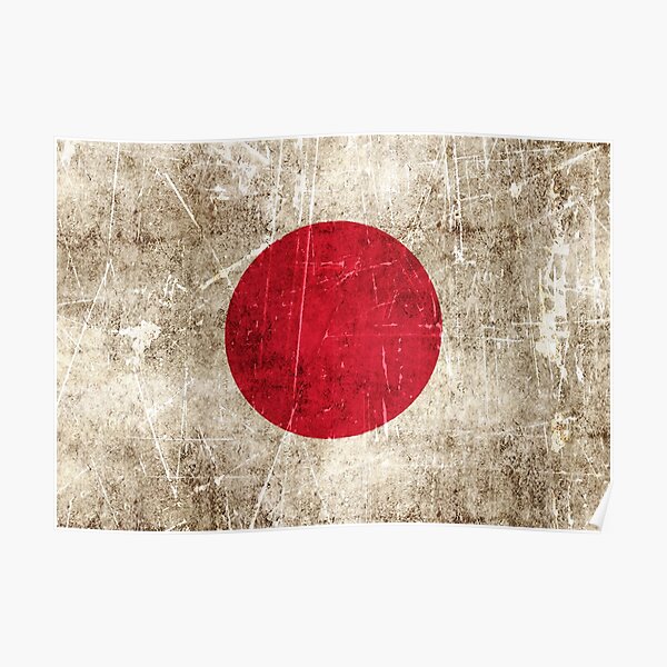 "Vintage Aged and Scratched Japanese Flag" Poster by JeffBartels ...