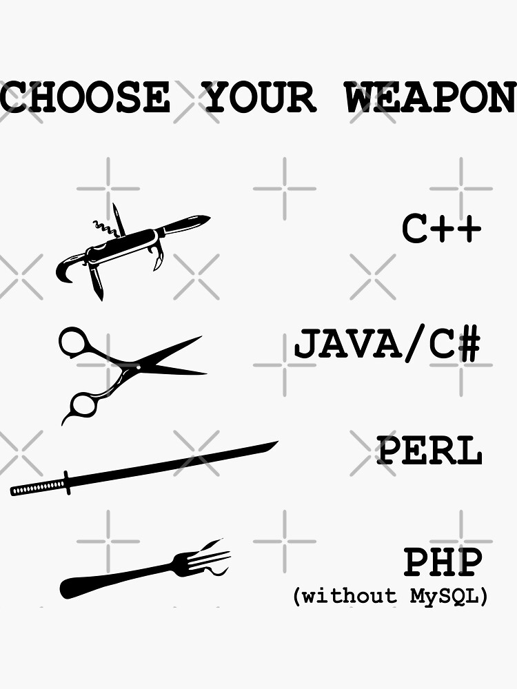 Perl Java C Sharp Php C Programming Language Comparison Joke Sticker For Sale By