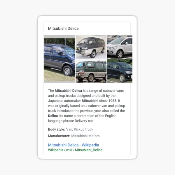 "Mitsubishi Delica Wiki Sticker " Sticker for Sale by wez07 | Redbubble