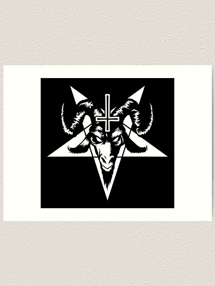 "Satanic Goat Head with Pentagram (white)" Art Print by Mystic-Land ...