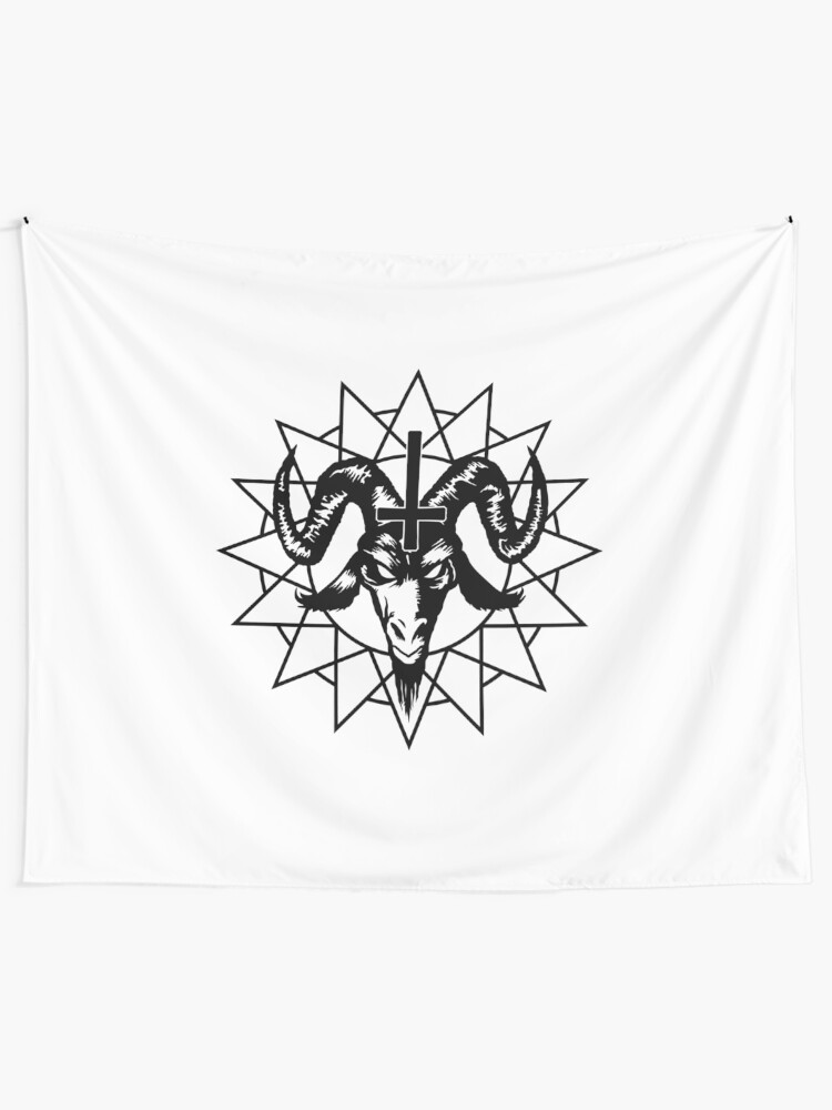 "Satanic Goat Head with Chaos Star (black)" Tapestry for Sale by Mystic ...