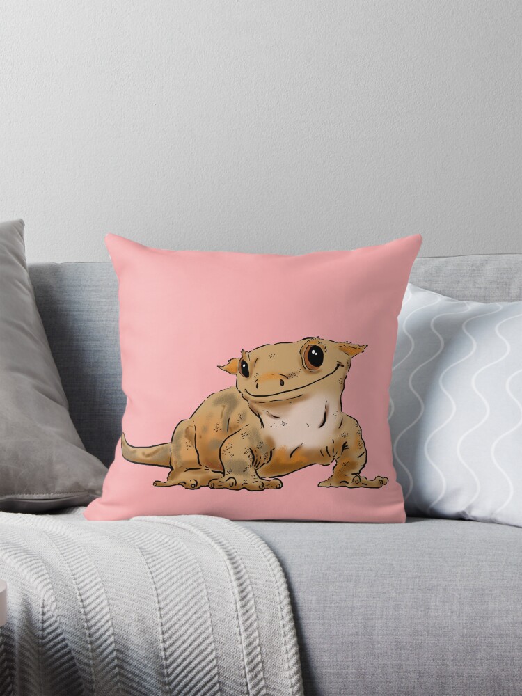 "Smiling Crested Gecko, Cute Crested Gecko, Crestie Lover" Pillow for ...