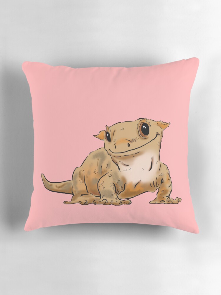 "Smiling Crested Gecko, Cute Crested Gecko, Crestie Lover" Pillow for ...