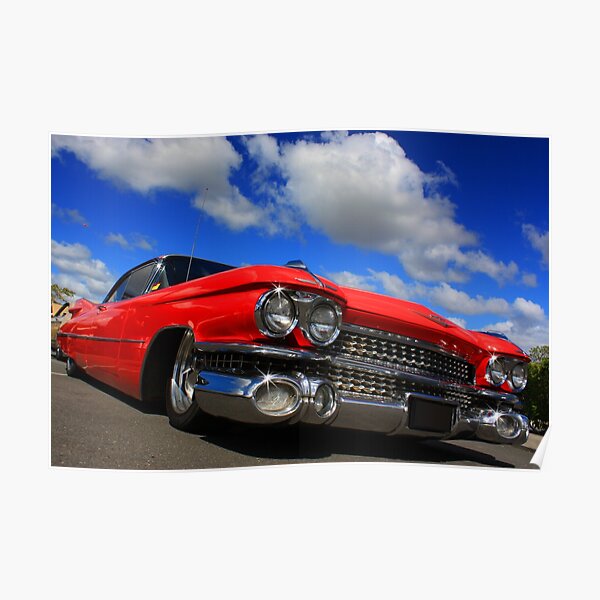 "Red Caddy" Poster by cars | Redbubble