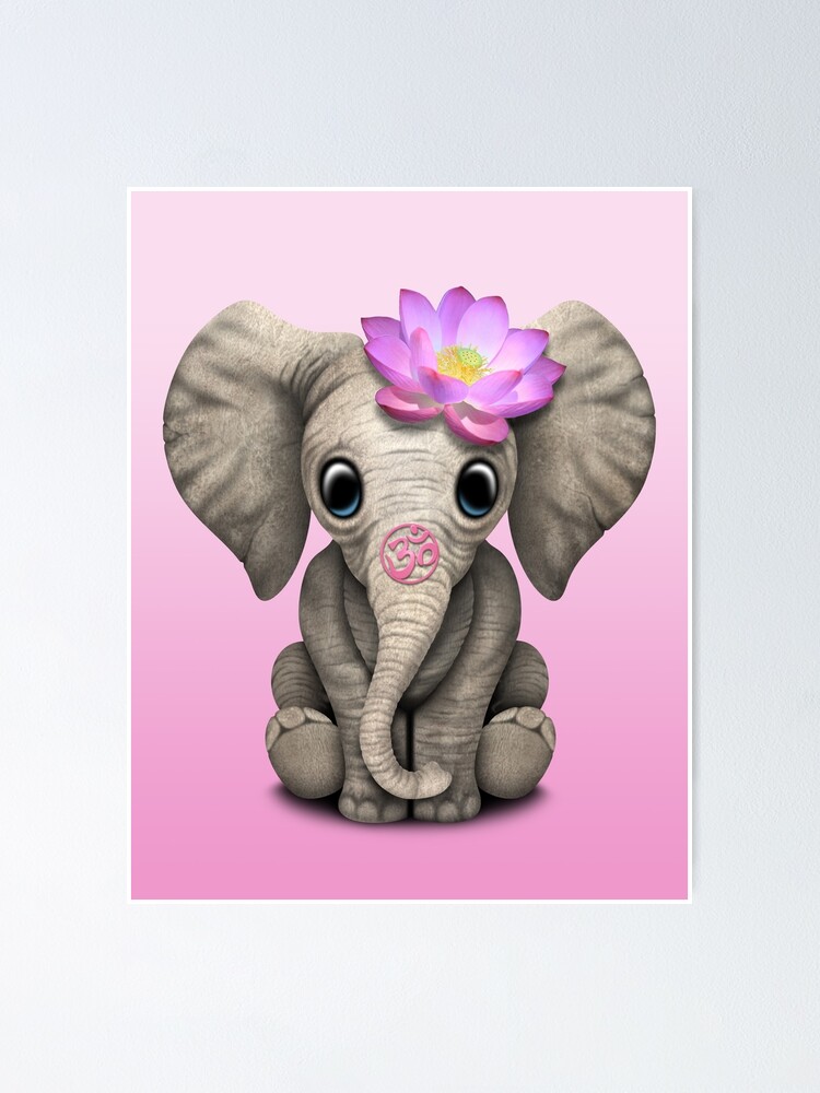 "Zen Elephant with Pink Yoga Om Symbol" Poster for Sale by JeffBartels ...