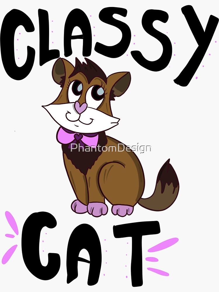 "Classy cat Cute Cartoon Cat T-shirt " Sticker by PhantomDesign | Redbubble