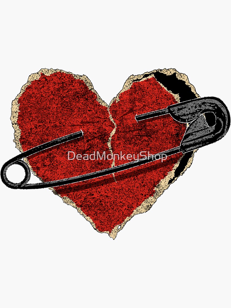 "Safety Pin Heart - Punk Rock - Emo - Goth" Sticker for Sale by ...