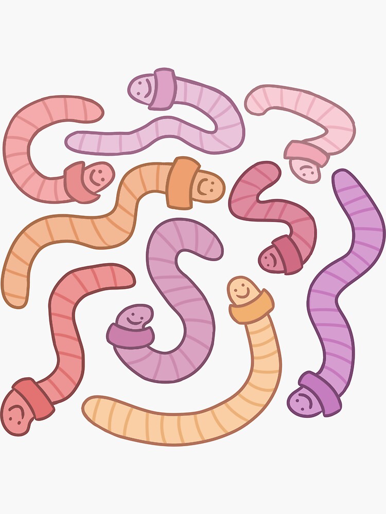 "worm friends" Sticker for Sale by biirchfliight | Redbubble