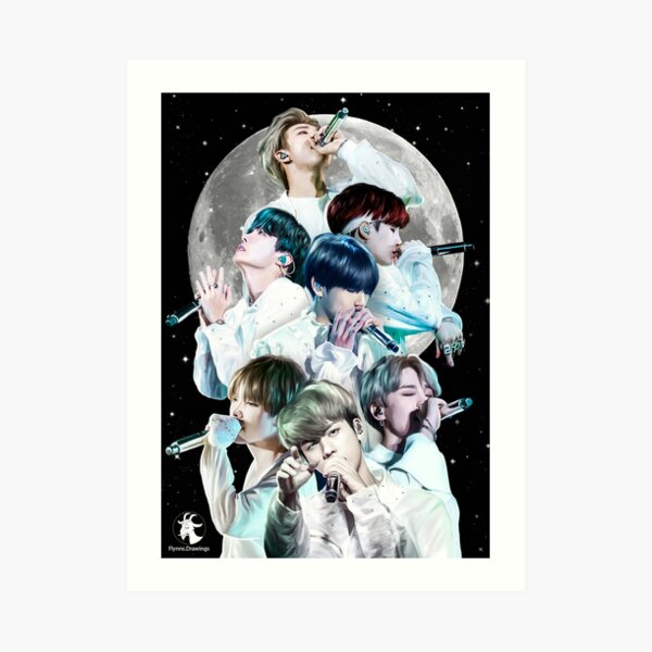 Bts Ot7 Fanart Wall Art | Redbubble