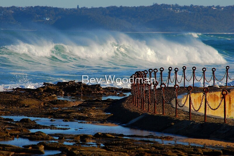 "Waves over the Canoe Pool - Newcastle Beach NSW" by Bev Woodman ...