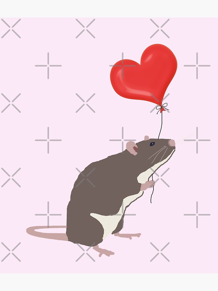 "Rat with Heart Balloon" Poster for Sale by Amy Hadden | Redbubble