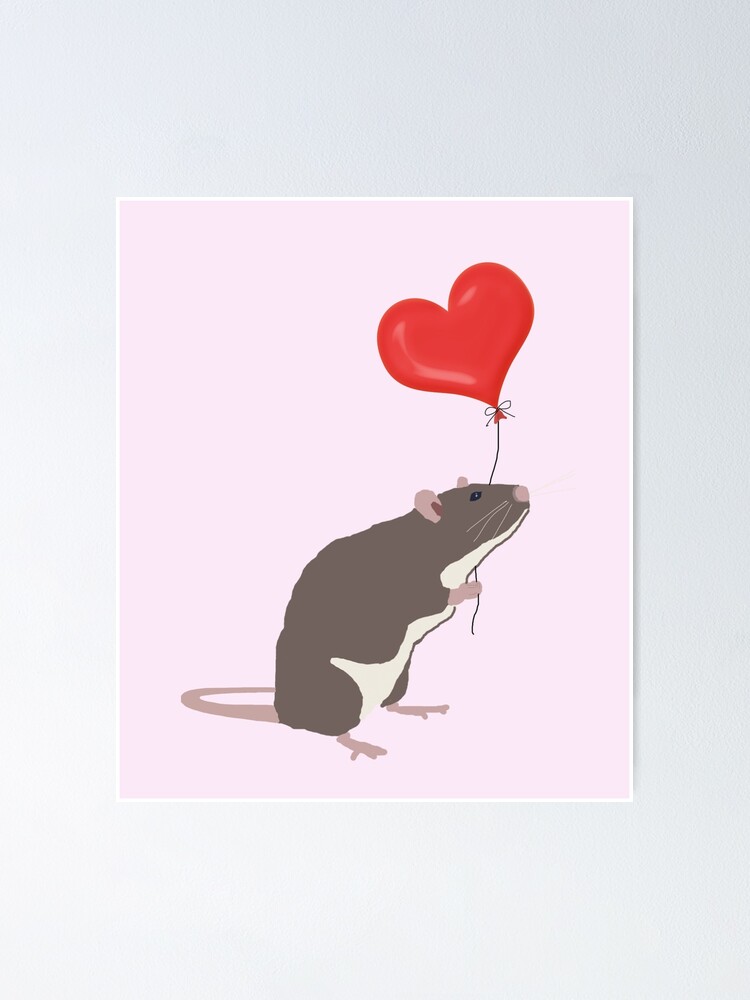 "Rat with Heart Balloon" Poster for Sale by Amy Hadden | Redbubble