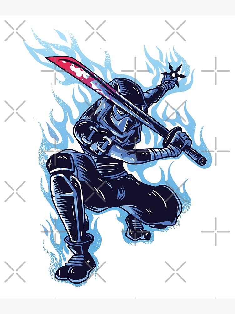 "Ninja blue ninja style merchandise" Poster by graph-fix | Redbubble