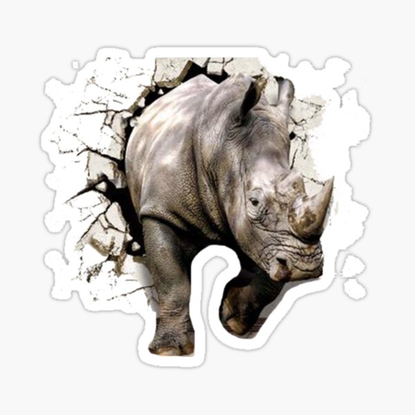 "3D Rhino - African Safari Animal Rhinoceros" Sticker for Sale by ...