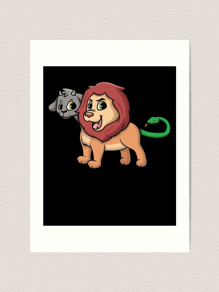 "Chimera Cartoon - Cute Mythological Greek Hercules" Art Print for Sale ...
