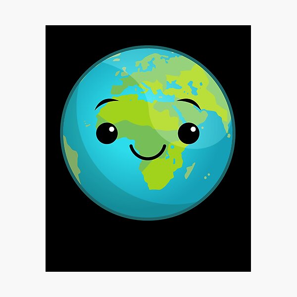 "Earth - Cute Happy Planet Solar System Galaxy" Photographic Print for ...