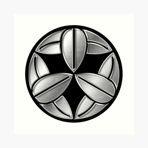 "Takenaka Clan Kamon Silver Chrome" Art Print by Takeda-art | Redbubble