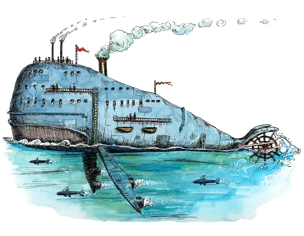 "Steamboat Whale, Steampunk Imaginary Vessel Illustration" by ...