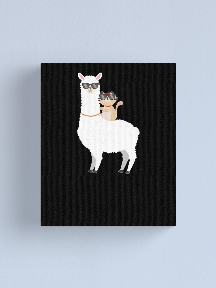 "Cute Cat Riding Llama - Animal Birthday Gift" Canvas Print for Sale by ...