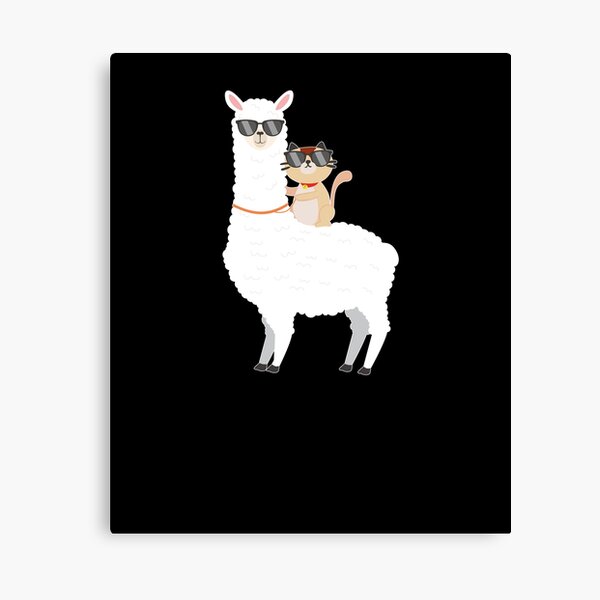 "Cute Cat Riding Llama - Animal Birthday Gift" Canvas Print for Sale by ...
