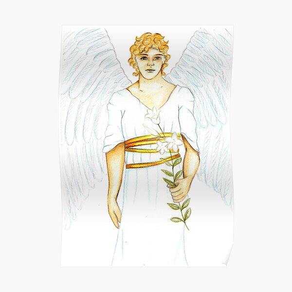 "Archangel Gabriel the Messenger Angel- White" Poster for Sale by ...