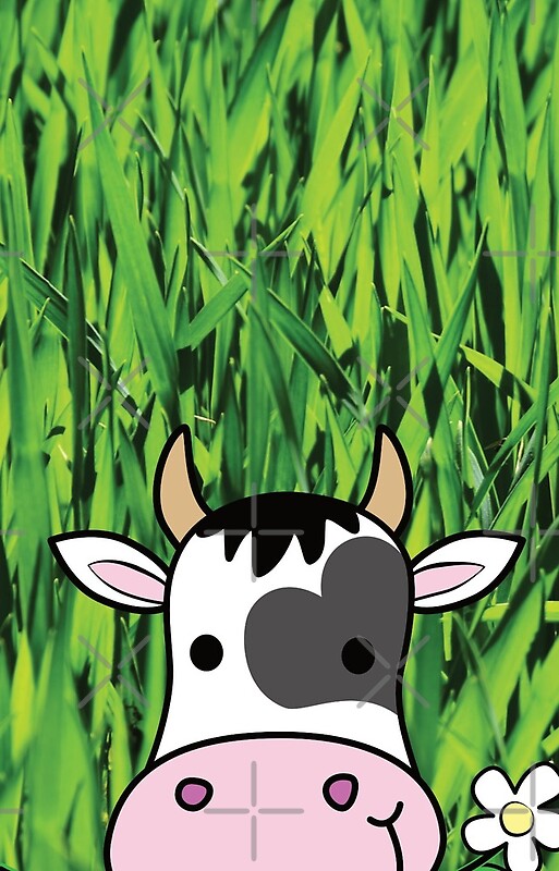 "Cute Cow in Green Grass Field" by NoBonesLife | Redbubble