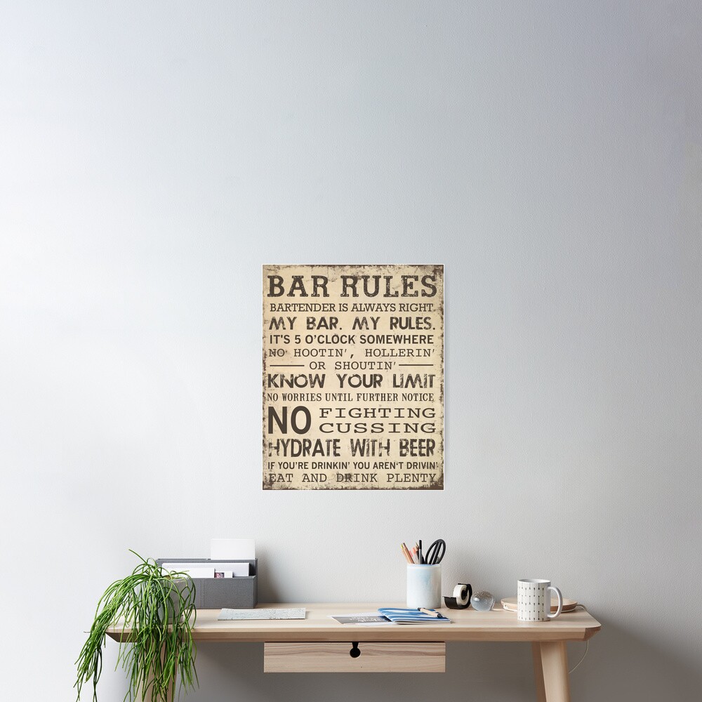 "Bar Rules" Poster for Sale by friedmangallery | Redbubble