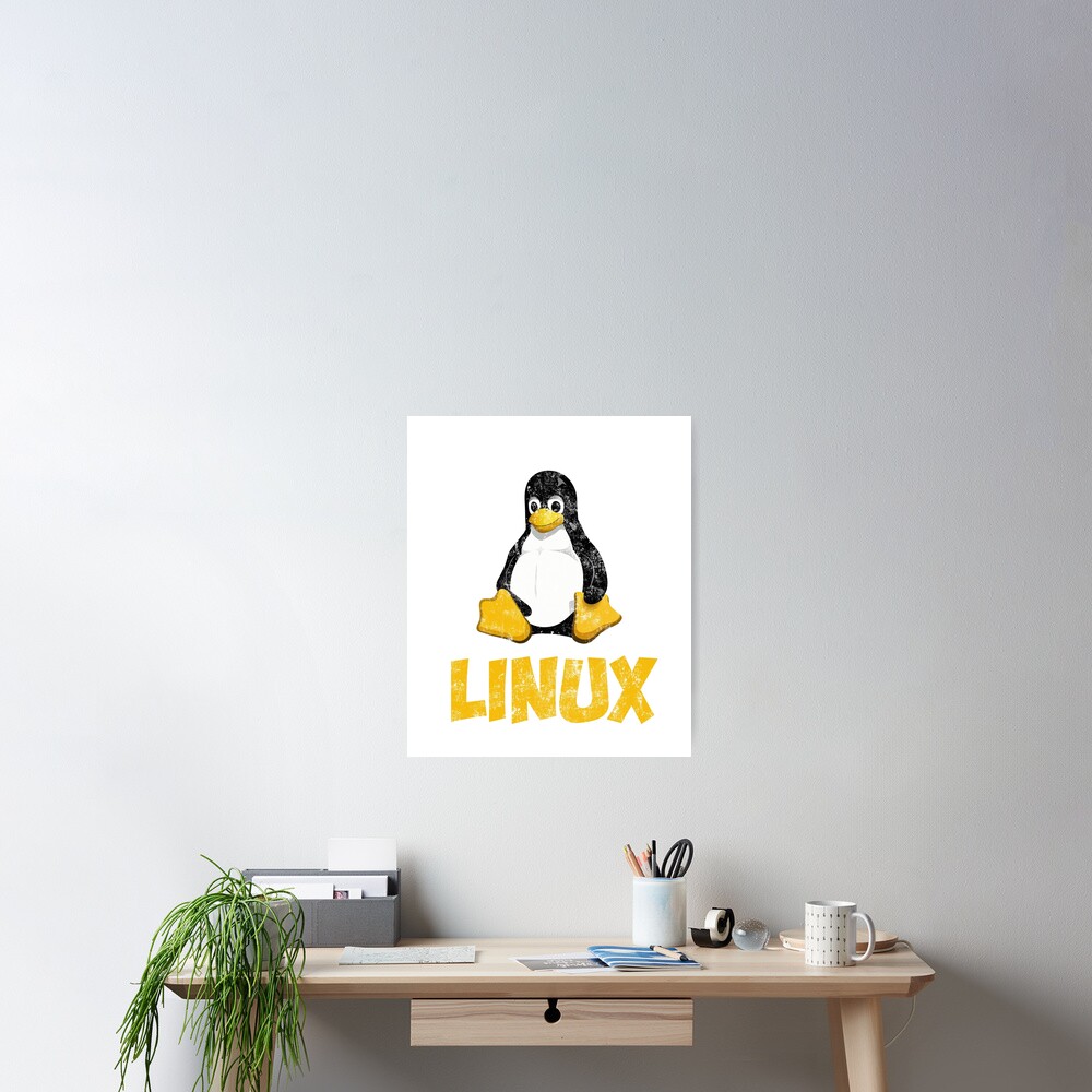 "Vintage Linux Logo Tux" Poster by vladocar | Redbubble