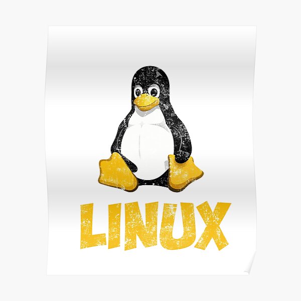 "Vintage Linux Logo Tux" Poster by vladocar | Redbubble