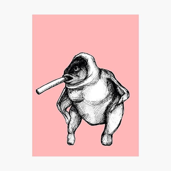 Lámina fotográfica «Pescado en un pollo fumando un cigarrillo» de ...