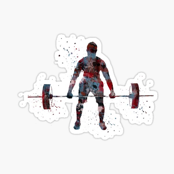 "Male deadlift pick, man weightlifter, weightlifting, watercolor ...
