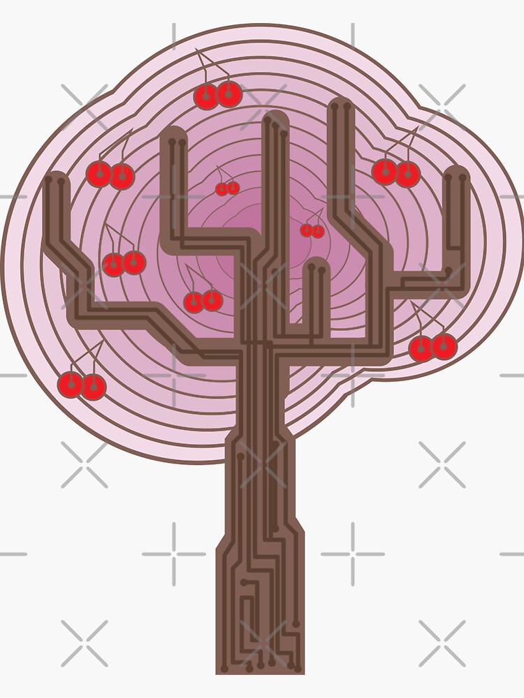"Cyber Punk Cherry Tree" Sticker by samohtlion | Redbubble