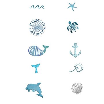 "Ocean themed" Sticker for Sale by --isabella-- | Redbubble