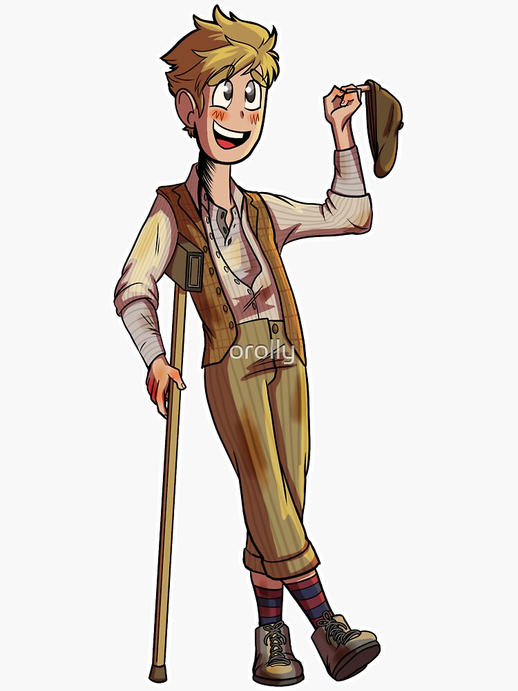 "Crutchie! " Sticker for Sale by orolly | Redbubble