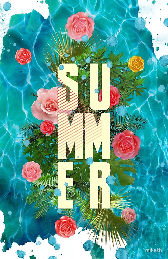 "Summer collage with flowers and palm trees" by mikath | Redbubble