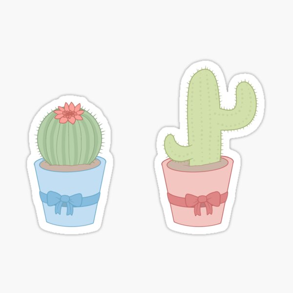 "Prickly pastel cacti (redrawn)" Sticker by pastelquartz | Redbubble