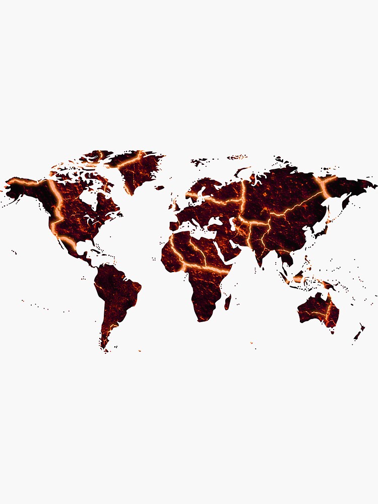 "World Map Lava Design" Sticker for Sale by KleinJenny | Redbubble