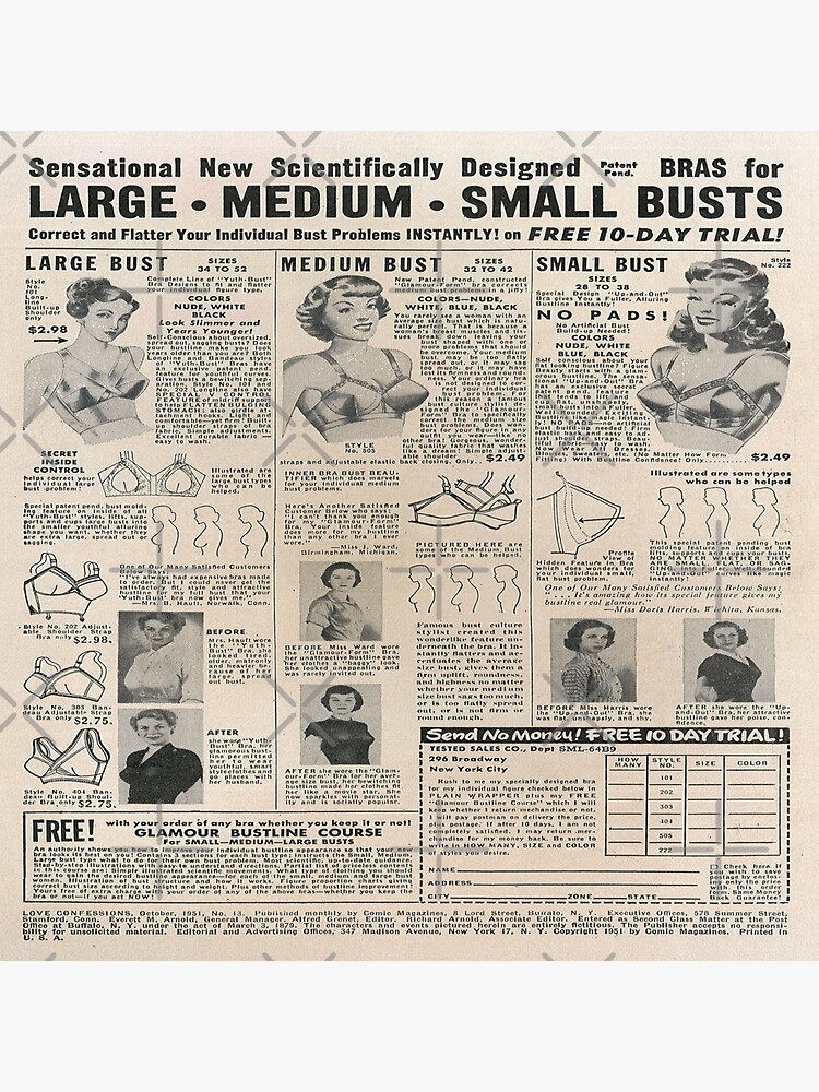 "Busts Large Medium Small Breasts Vintage Advertising" Poster for Sale ...