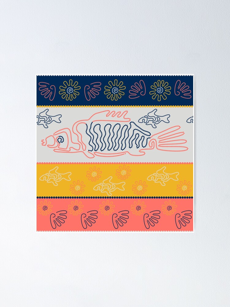 "Fish and shells. Point Art. Australian Aboriginal art" Poster for Sale ...