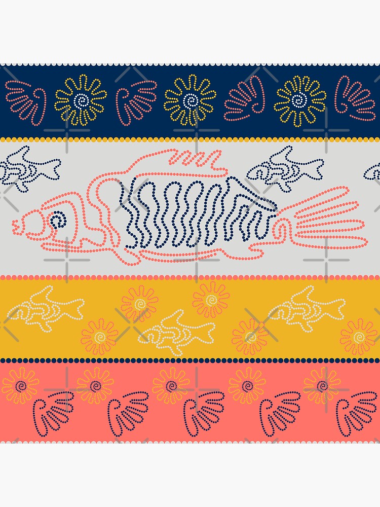 "Fish and shells. Point Art. Australian Aboriginal art" Sticker for ...