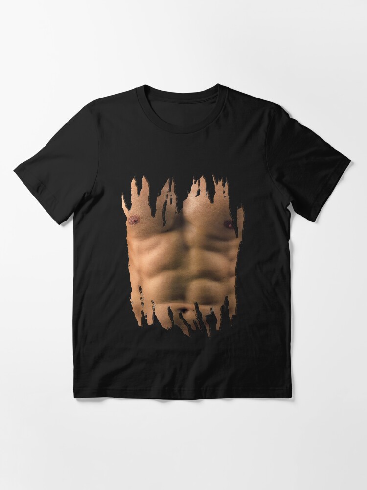 "Realistic Chest Six Pack Fake Abs" T-shirt by WillPowerApp | Redbubble